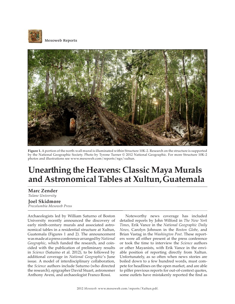 Underearthing The Heavens: Classic Maya Murals and Astronomical Tables ...