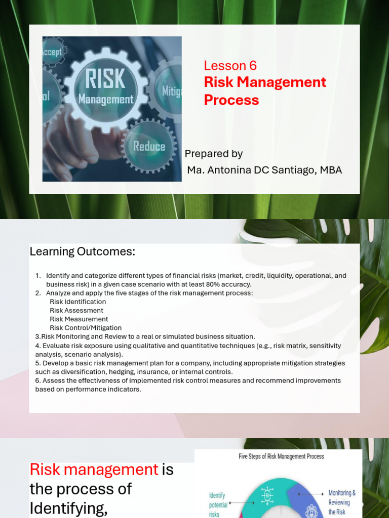 Lesson 6 Risk Management Process 2026 | PDF | Risk | Risk Management