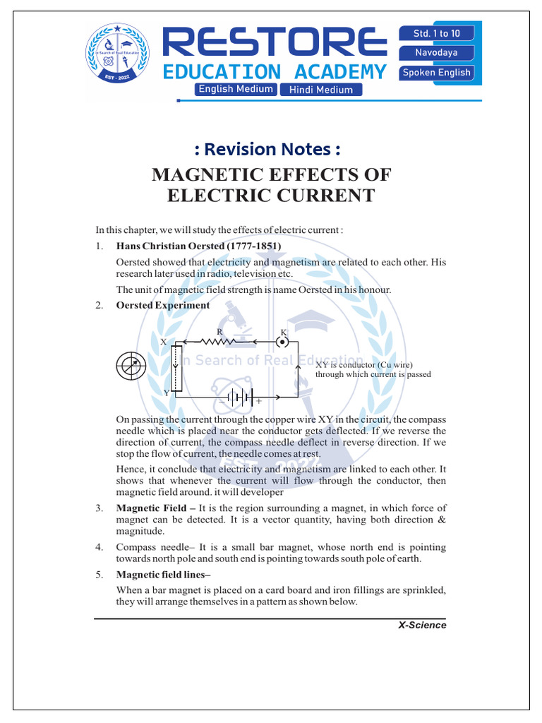12 Magnetic Effects of Electric Current | PDF | Magnetic Field ...