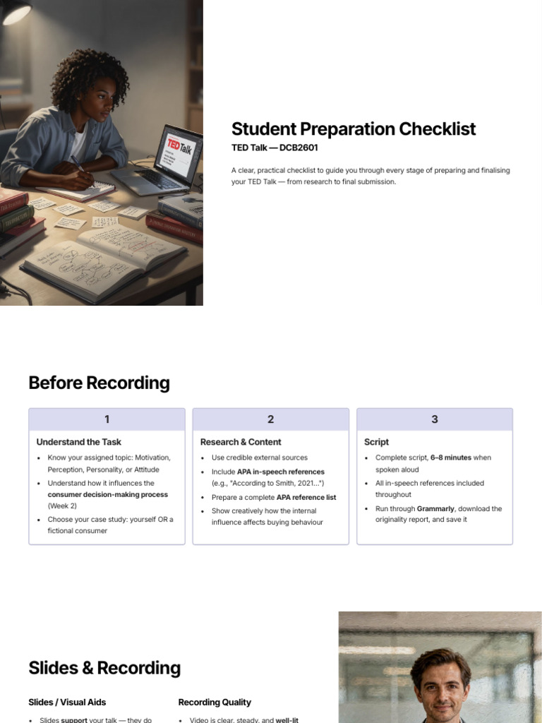 TED TALK Student-Preparation-Checklist | PDF | Psychology | Cognition