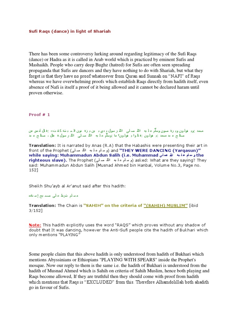 Sufi Raqs (Dance) in Light of Shariah | PDF | Hadith | Sufism
