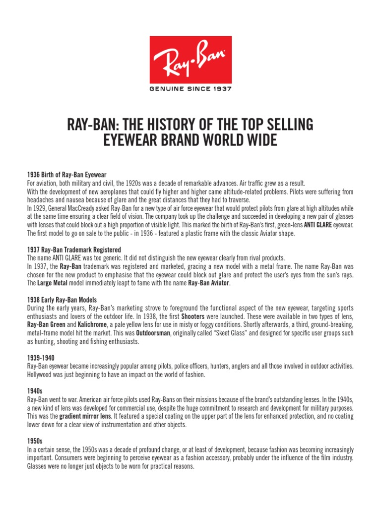 Ray-Ban History en | PDF | Glasses | Sunglasses