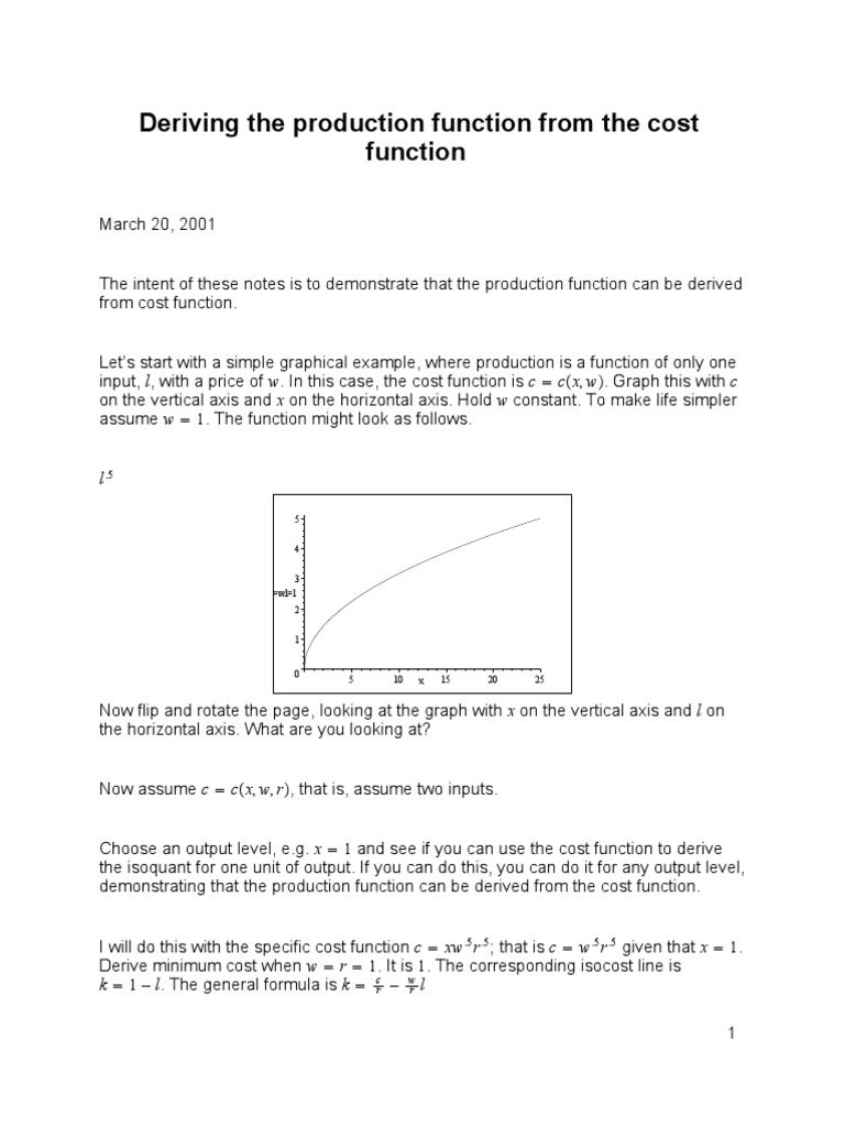 Derive Production Function From Cost Function | PDF | Production Function | Function (Mathematics)