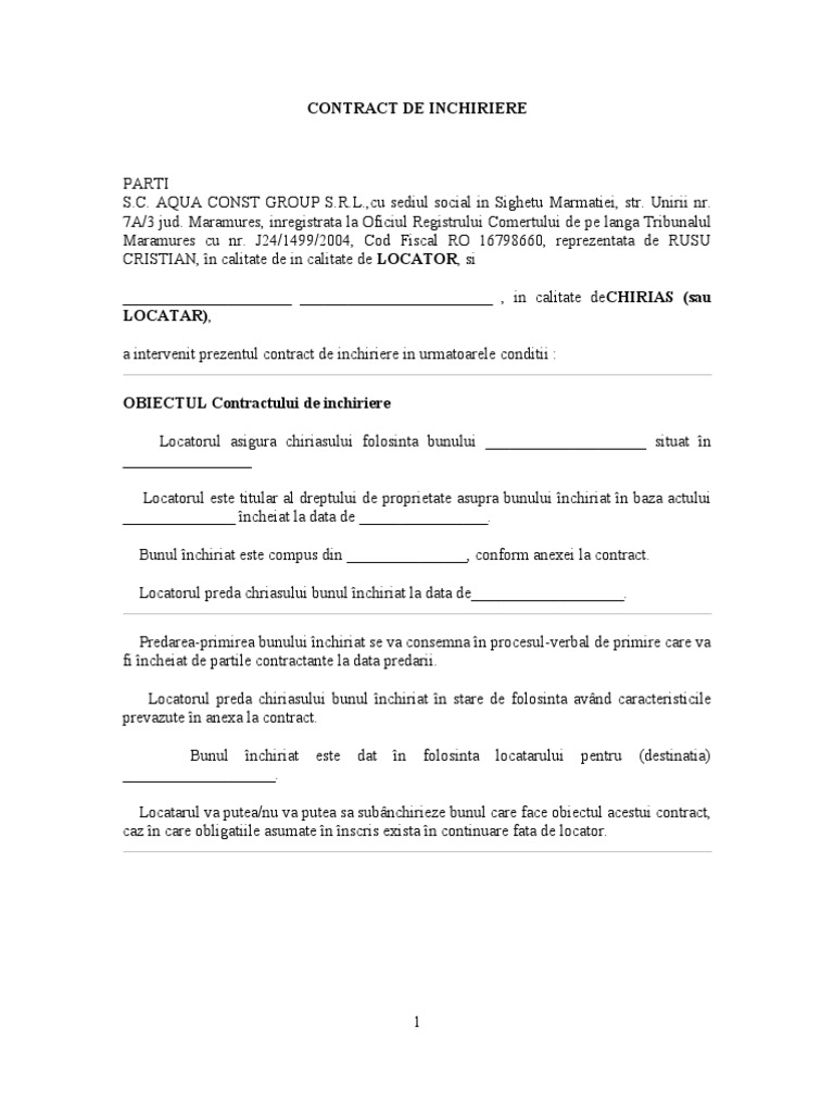 Model Contract Inchiriere Utilaj | PDF