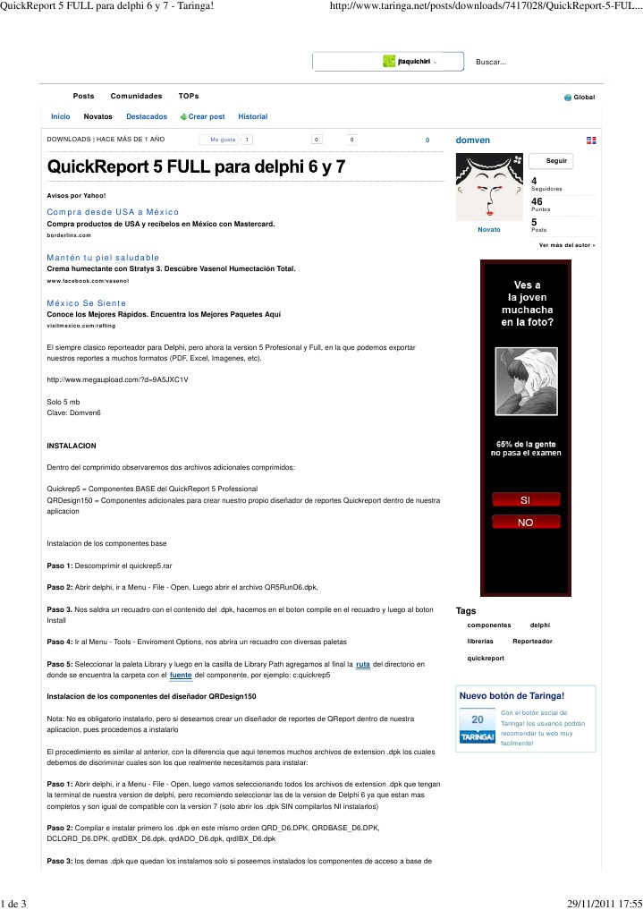 QuickReport 5 FULL para Delphi 6 y 7 - Taringa! | PDF | Archivo de computadora | Software del ...