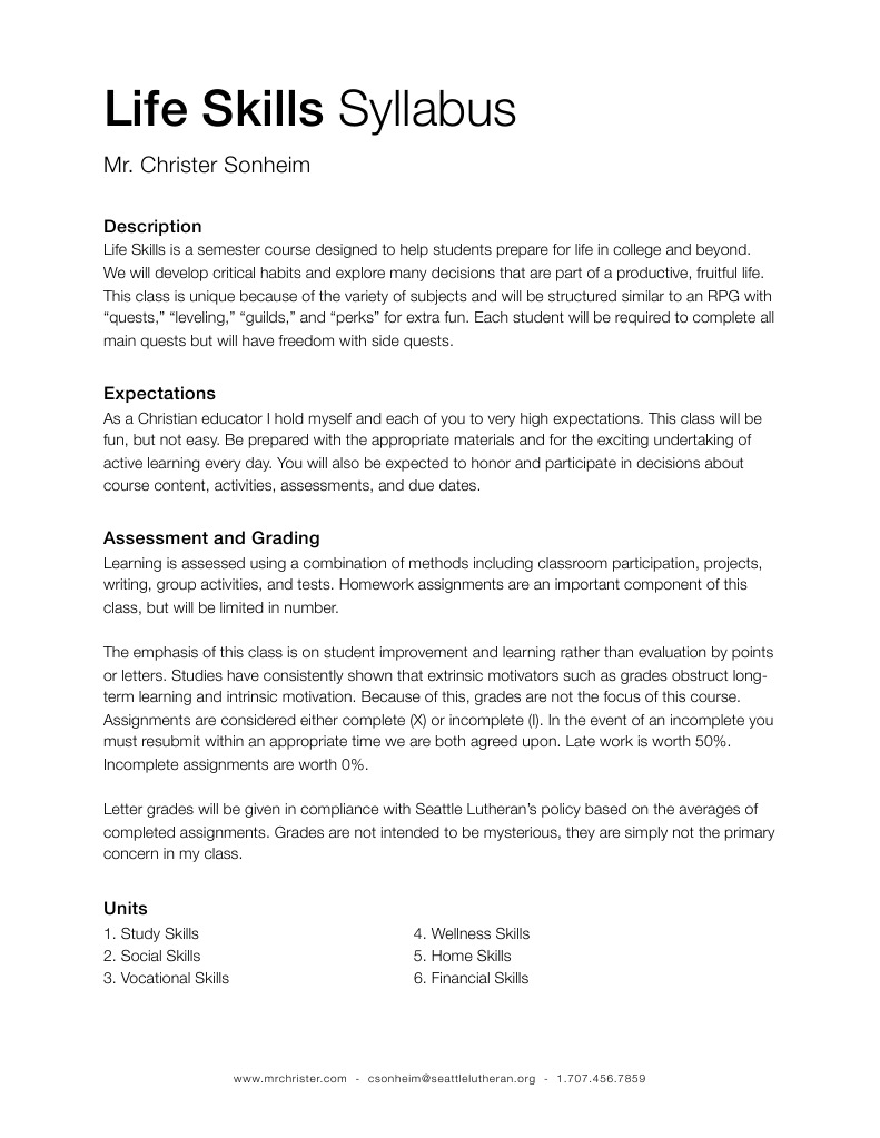 Life Skills Syllabus | PDF