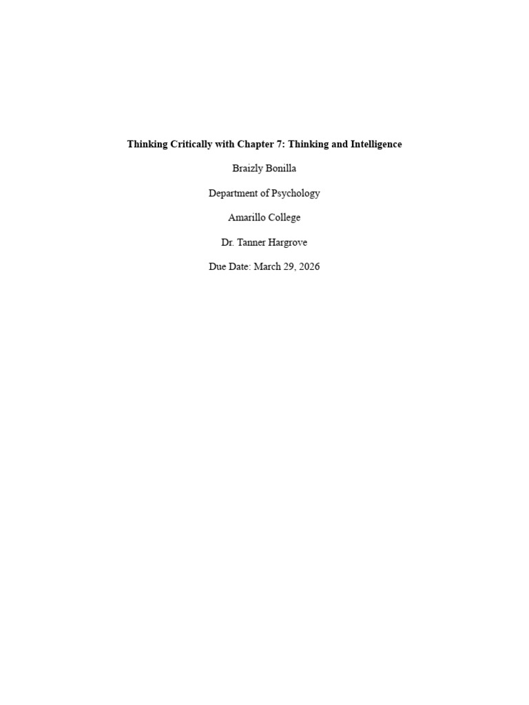 Thinking Critically With Chapter 7_ Thinking and Intelligence | PDF ...