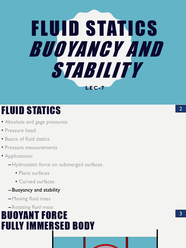 7- Fluid Statics [Buoyancy] | PDF | Buoyancy | Physical Quantities