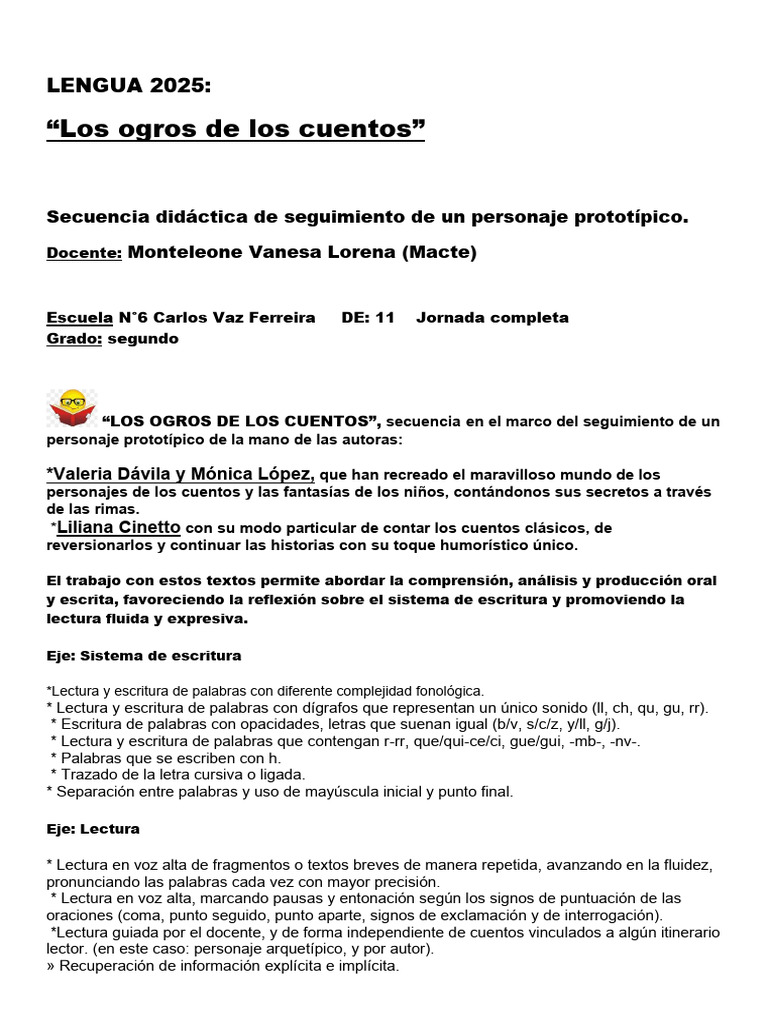 Secuencia Los Ogros en Los Cuentos Parte 1 PDF (1) | PDF