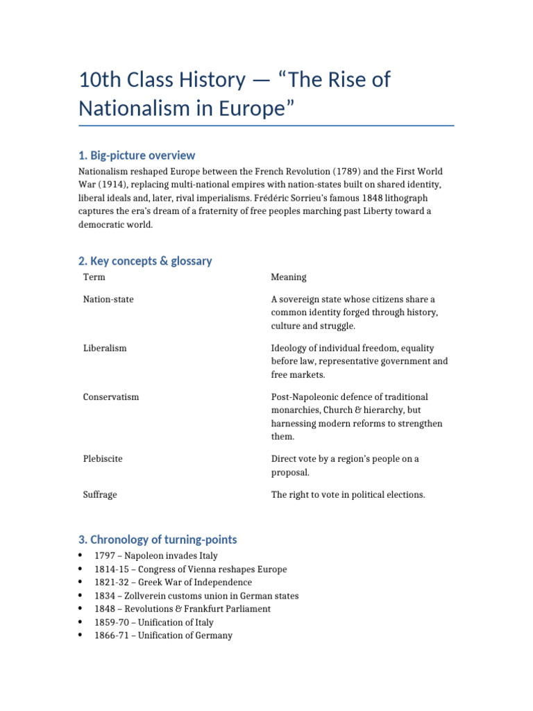 10th Class History Rise of Nationalism (1) | PDF | Nationalism ...