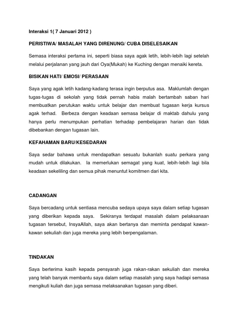 Contoh Penulisan Refleksi | PDF