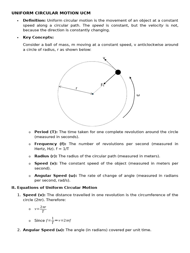 A Level Physics Notes - Uniform Circular Motion | PDF | Acceleration ...