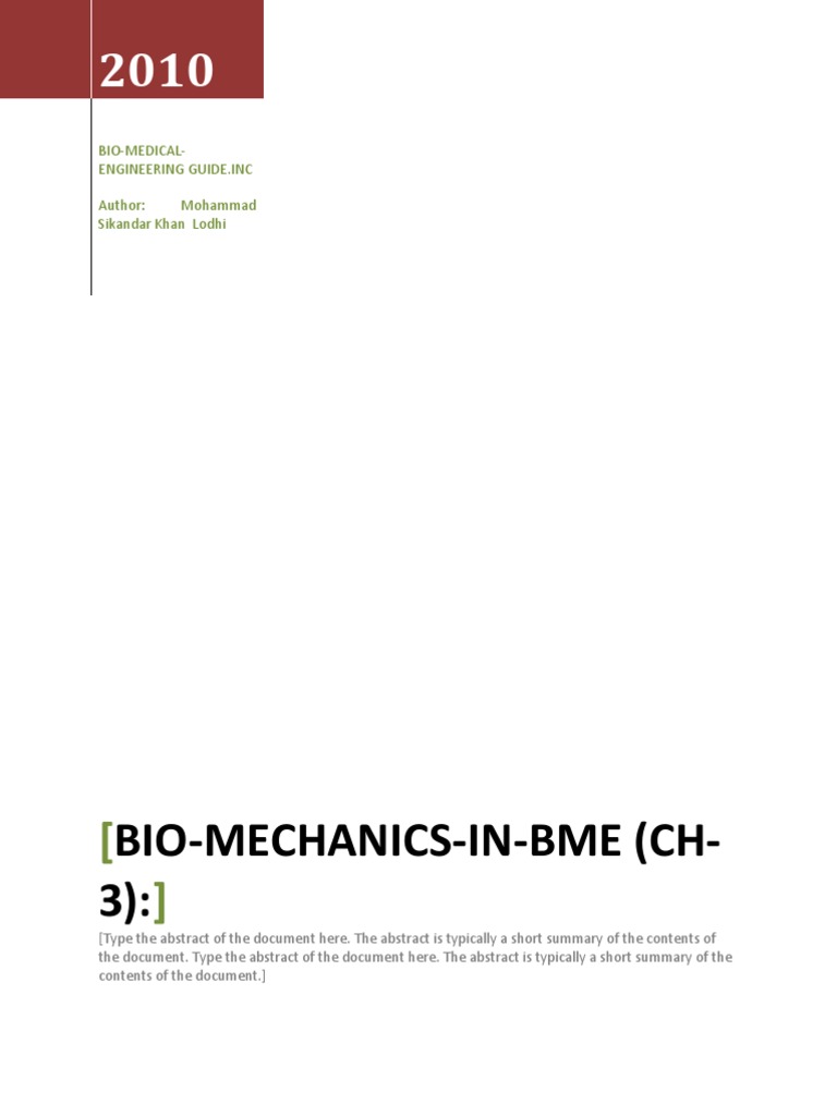 Bio-Mechanics in Bme, Ch-3 | PDF | Business | Science & Mathematics