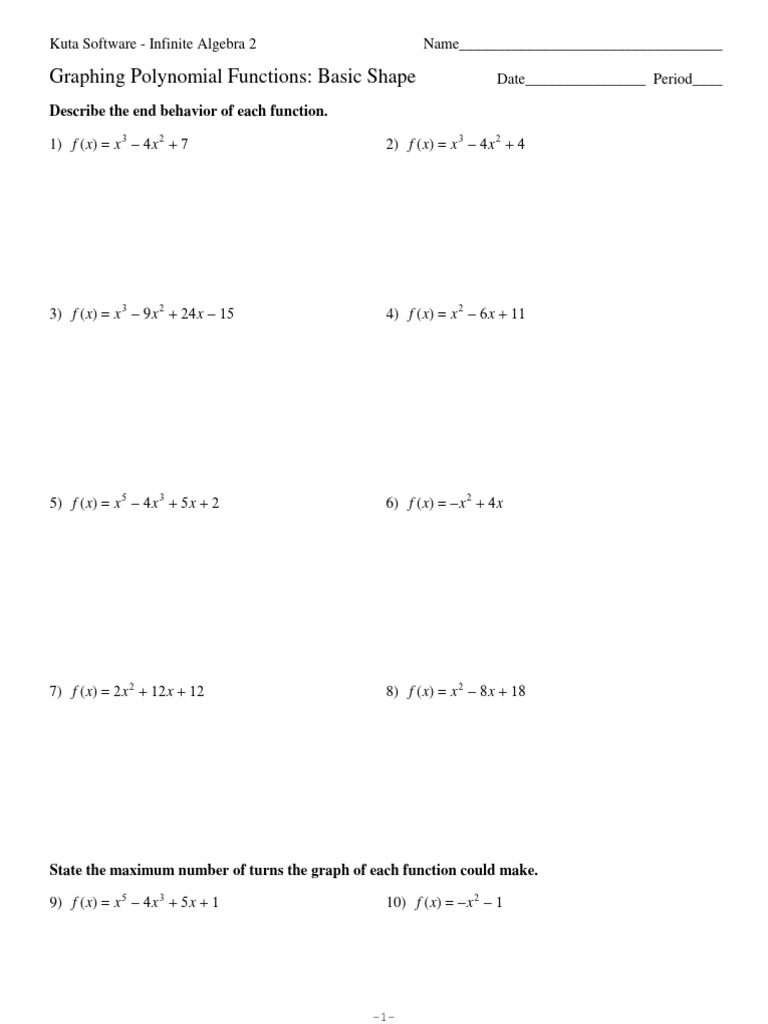 Graphing Polynomial Functions Basic Shape | PDF | Infinity ...