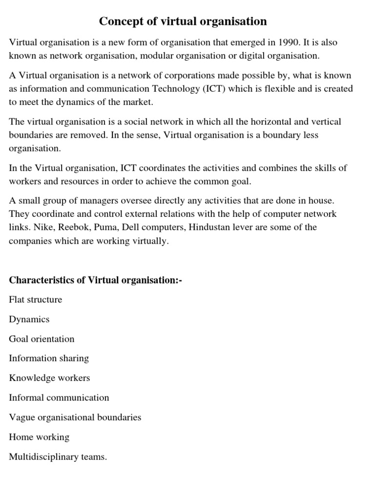 Concept of Virtual Organisation | PDF | Voicemail | Short Message Service