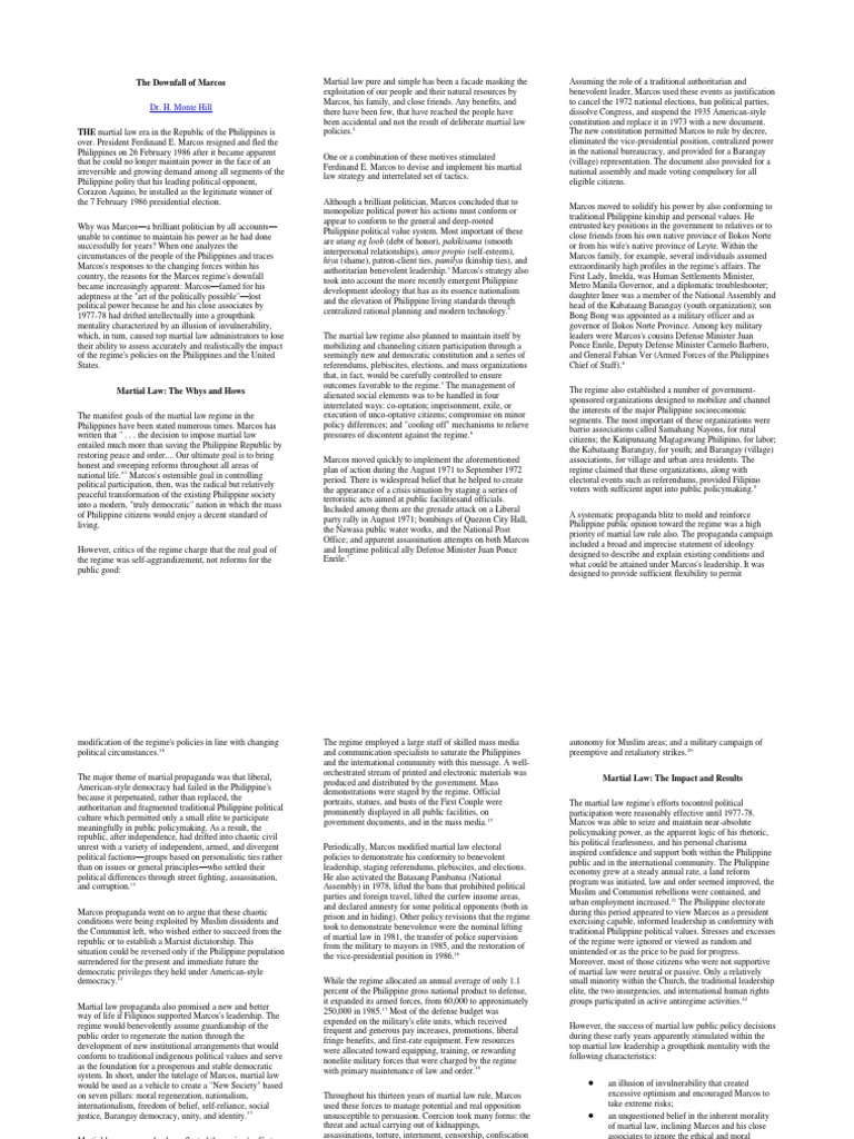 The Downfall of Marcos | PDF | Martial Law | Philippines