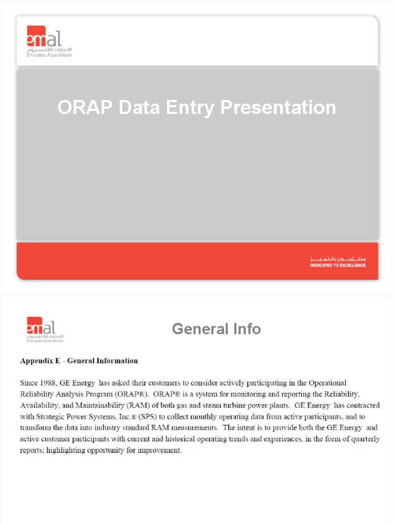 ORAP Data Entry Presentation | PDF | Reliability Engineering | Energy ...