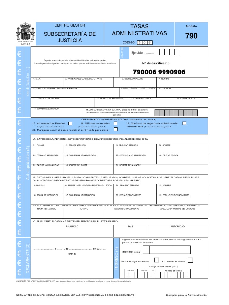 Modelo 790: Solicitud de Certificados | PDF | Seguro | Euro