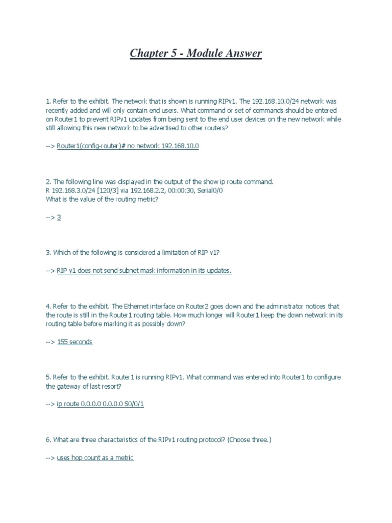 Chapter 5 Correct Answers Pdf Router Computing Routing