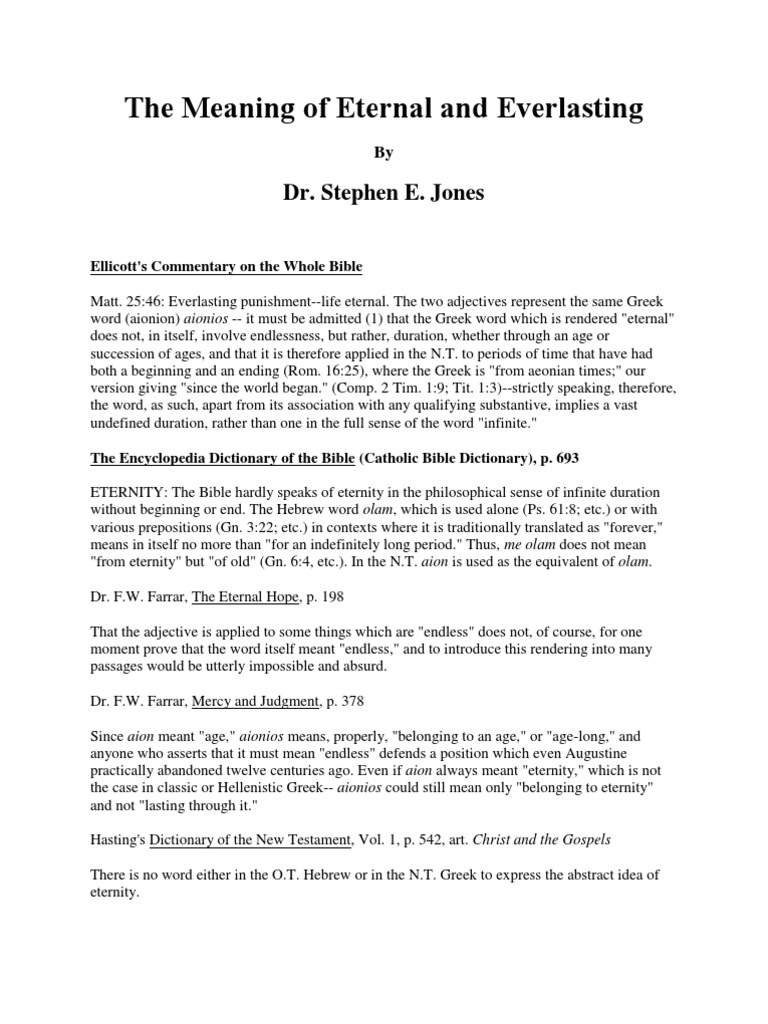 The Meaning of Eternal and Everlasting | God | Bible