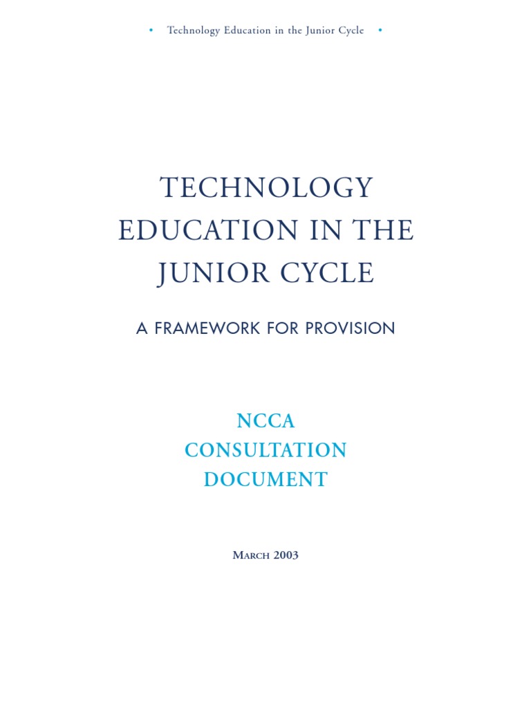 Technology Education in The Junior Cycle A Framework For Provision ...