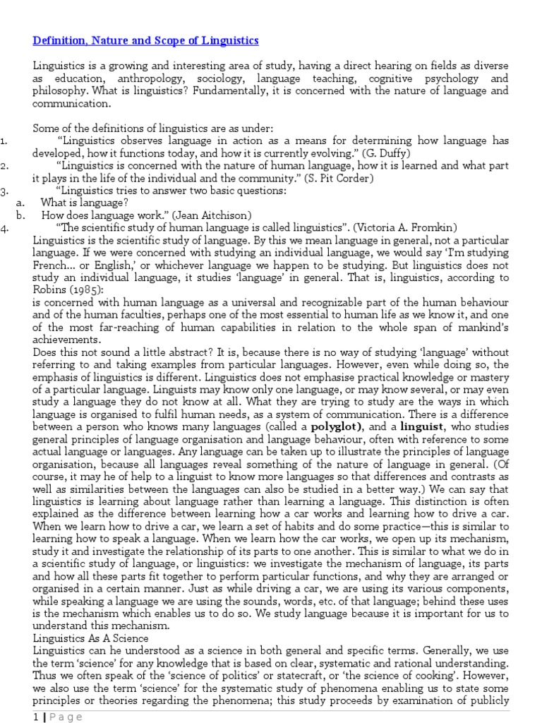 Introduction To Linguistics | PDF | Psycholinguistics | Linguistics