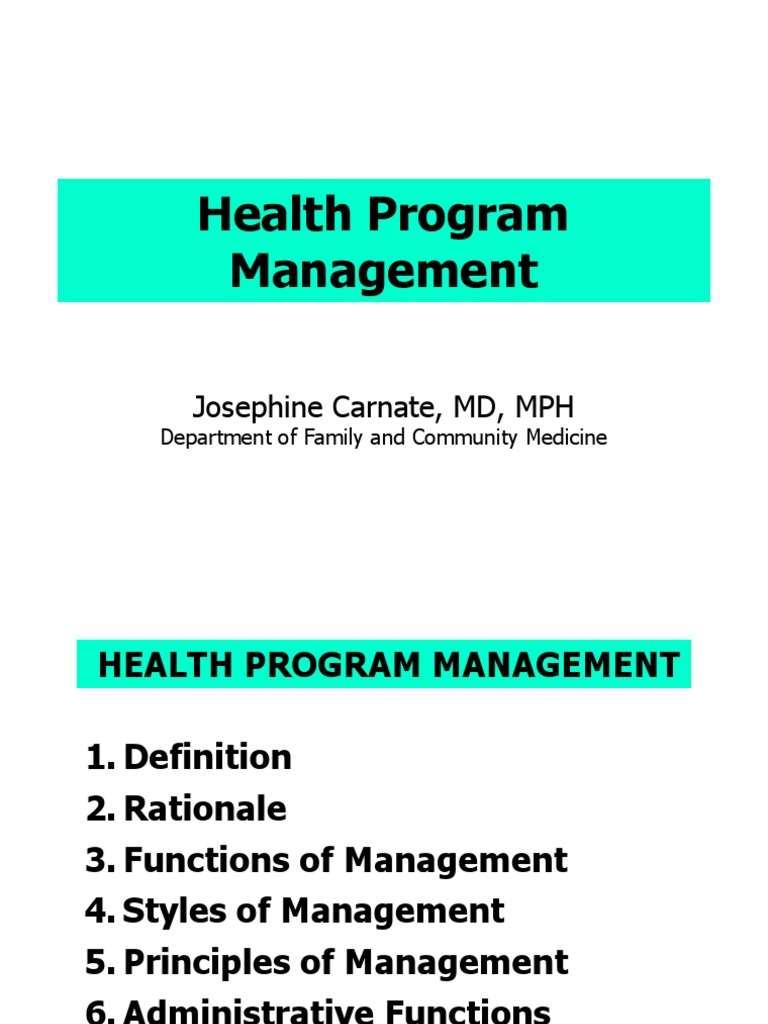 Health Program Management - Dra Carnate | PDF | Goal | Evaluation
