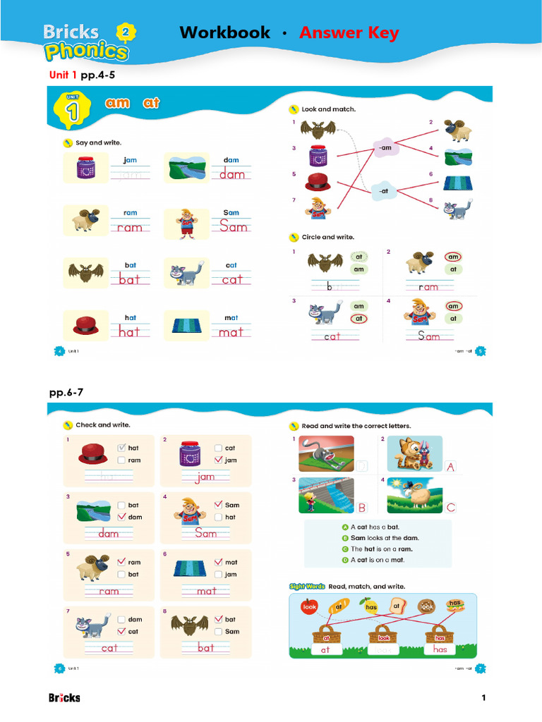 Bricks Phonics L2 WB Answer Key | PDF
