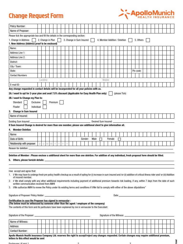 Change Request Form | PDF | Insurance | Security