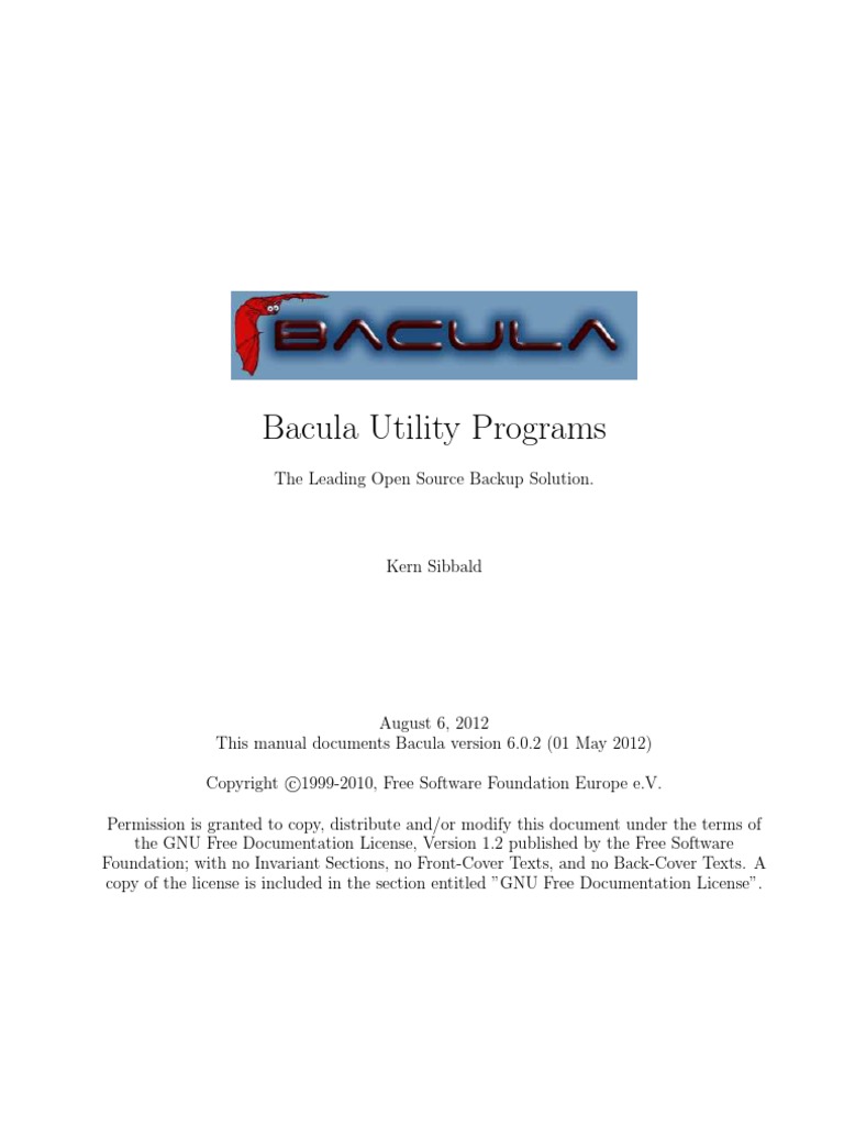 Bacula Utility Programs | PDF | Backup | Computer File