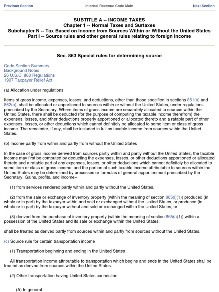 IRC Section 863: Source Rules Explained | PDF | Tax Deduction | Gross ...