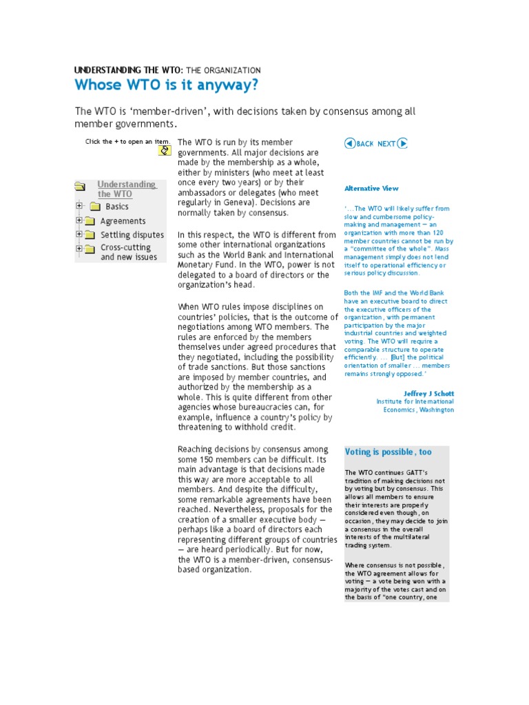 Understanding The Wto | PDF | World Trade Organization | Consensus ...