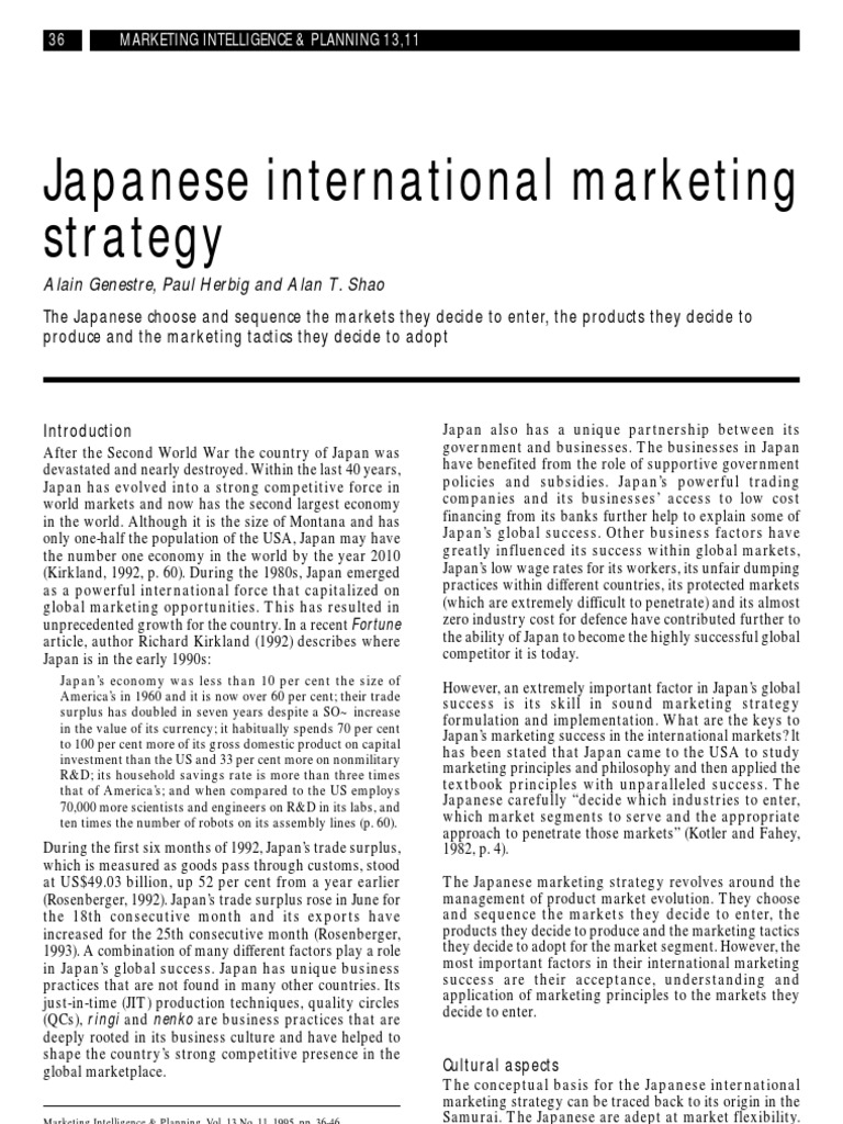 Japanese International Marketing Strategy | PDF | Strategic Management ...