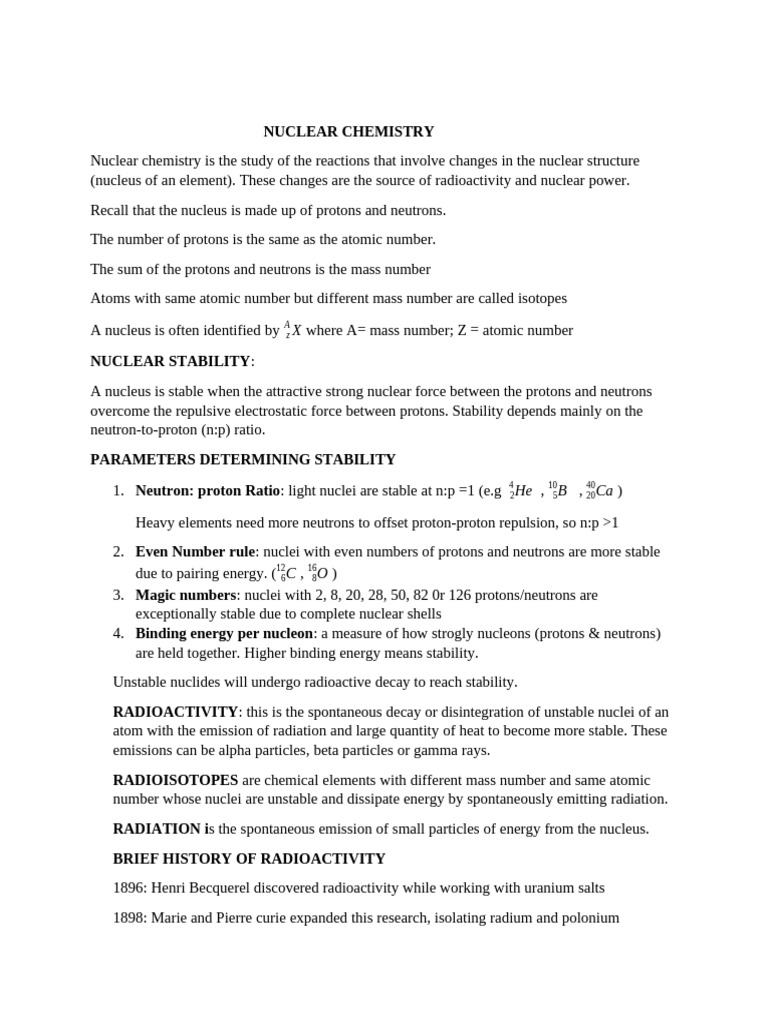 Nuclear Chemistry | PDF | Nuclear Physics | Radioactive Decay