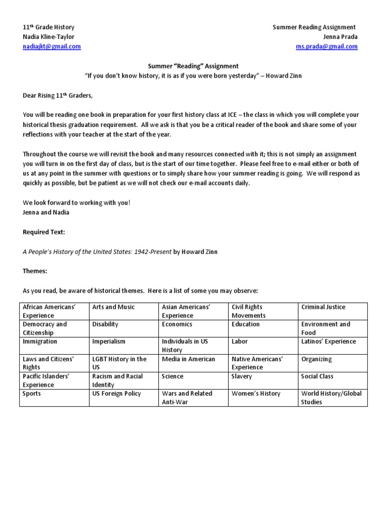 11th Grade History Summer Reading Guide | PDF | The United States