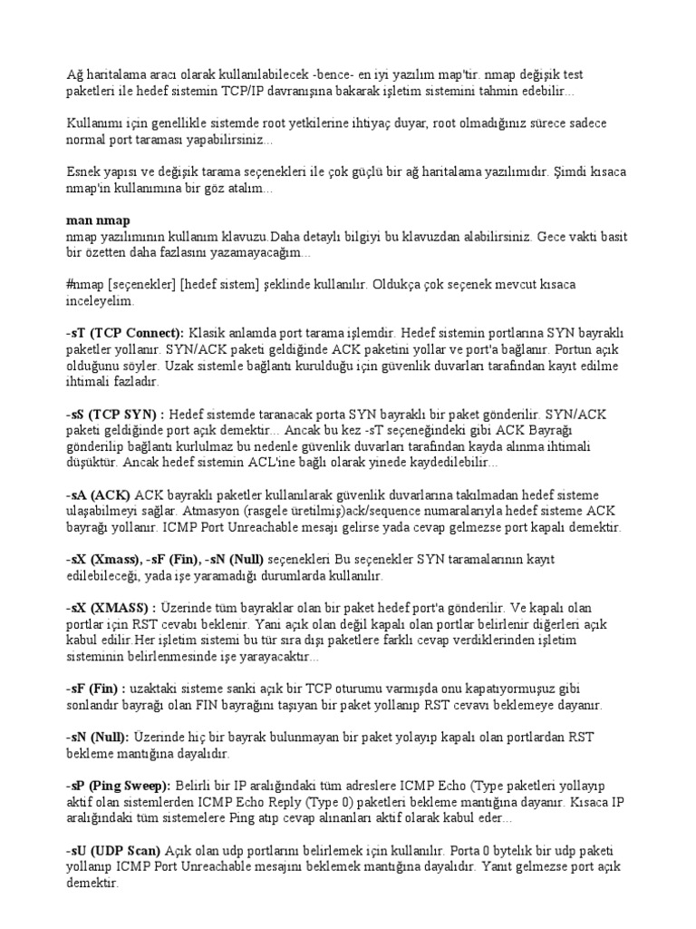 Nmap Nedir Ve Nmap Kullanımı Nasıldır - Nmap Ile Port Tarama Teknikleri - Yazar | PDF