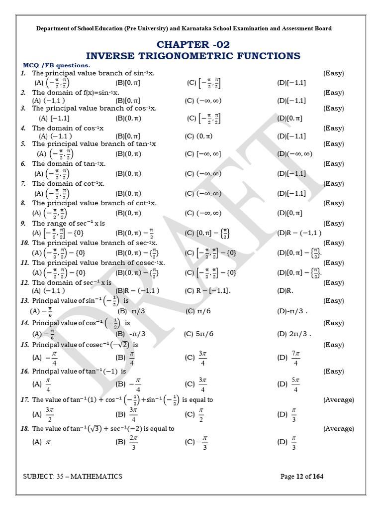 2.Inverse Trigonometric Functions | PDF | Mathematics | Complex Analysis