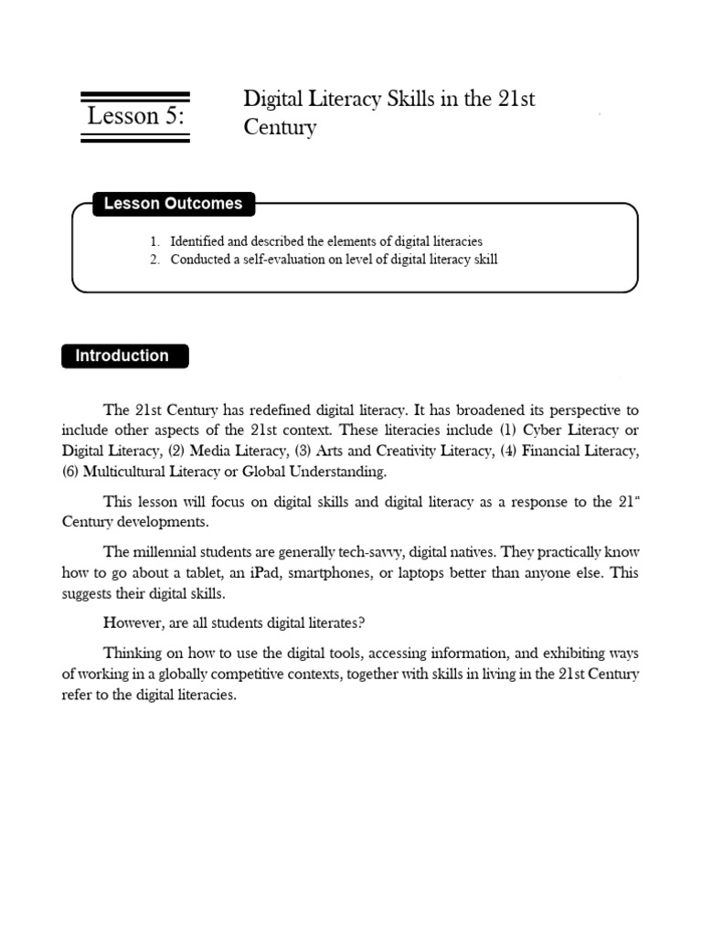 Module-3-Lesson-5 Digital Literacy Skills in The 21st Century | PDF ...