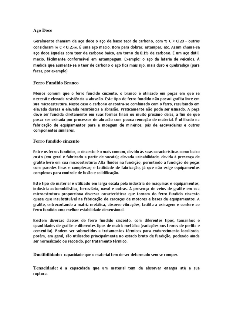 Aço Doce | Download grátis PDF | Ferro fundido | Recozimento (metalurgia)