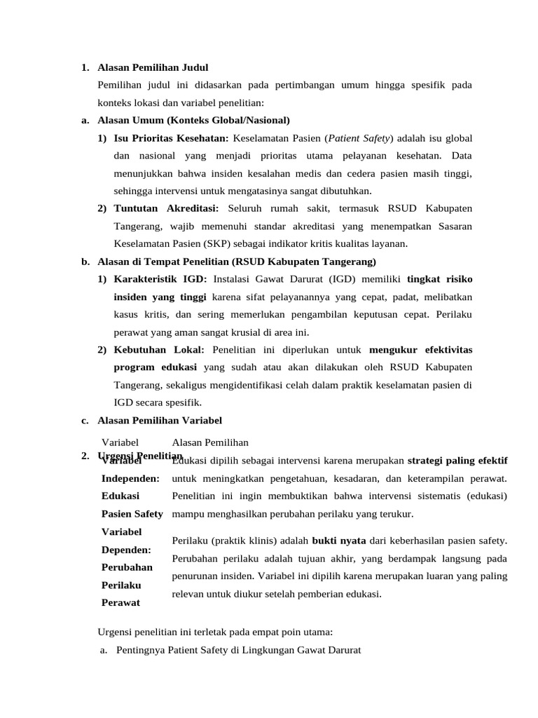 Alasan Pemilihan Judul | PDF