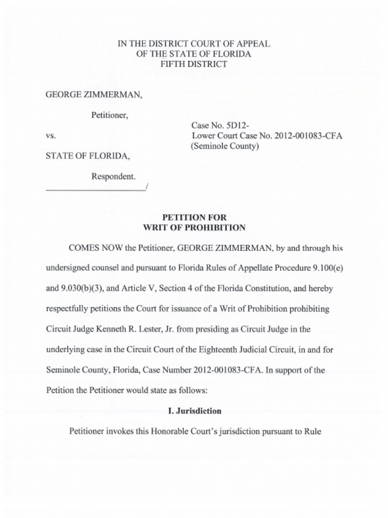Petition For Writ of Prohibition | PDF