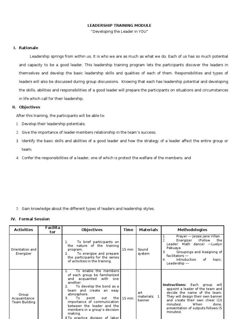 Leadership Training Module | PDF | Leadership | Communication