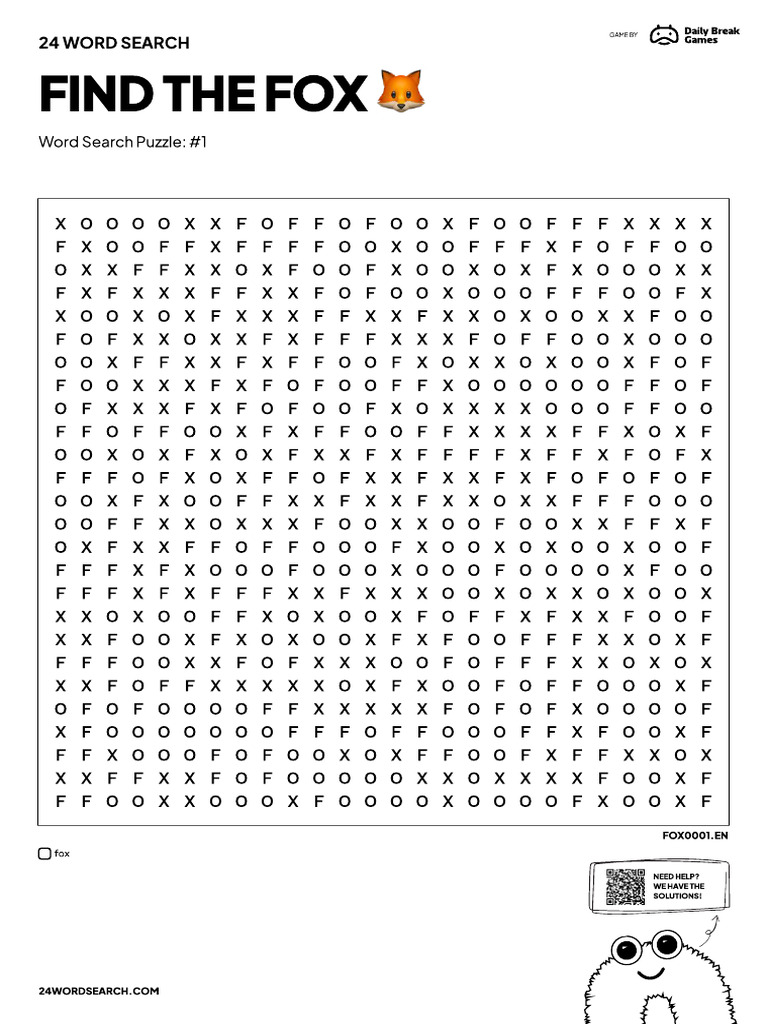 Find The Fox - Word Search Puzzle To Print | PDF