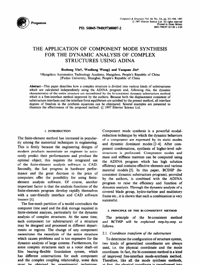 Adina Download Free Pdf Eigenvalues And Eigenvectors Normal Mode