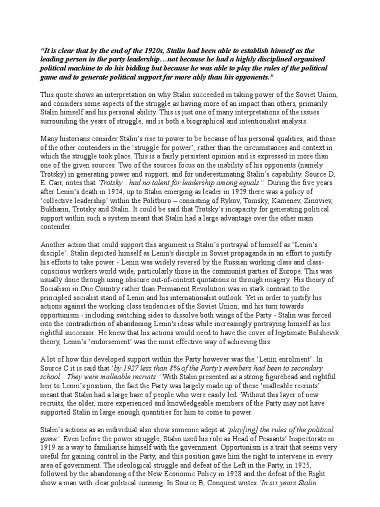 Stalin's Rise To Power, and Interpretations of It. | PDF | Communist ...