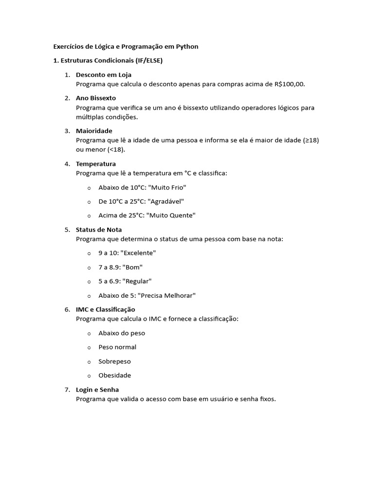 Exercícios de Lógica e Programação Em Python_260317_041347 | PDF