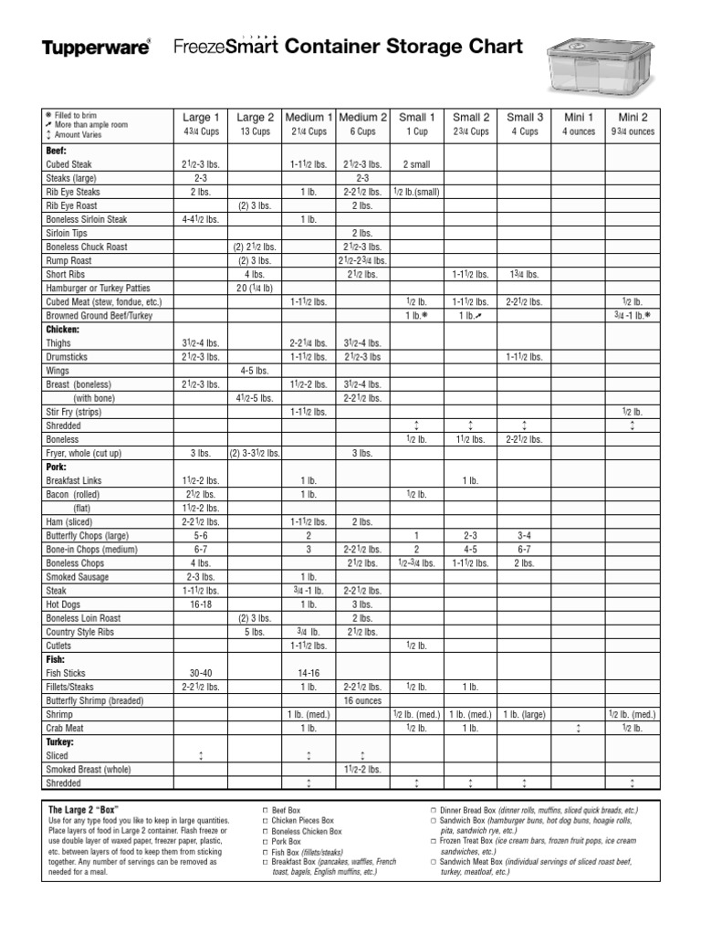 FreezeSmart Container Storage Chart | PDF | Steak | Sandwich