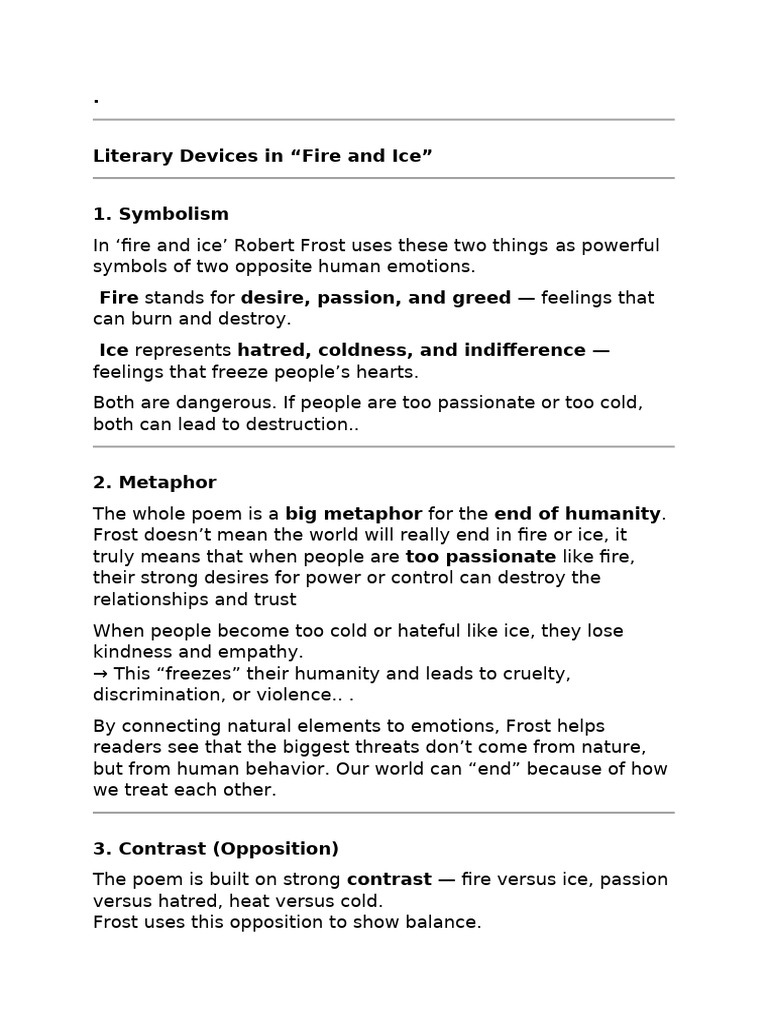 Literary Devices Fire&Ice | PDF