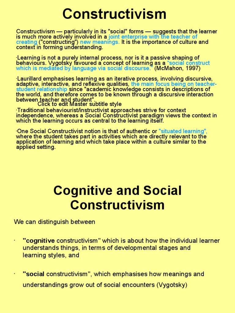 Constructivism | PDF | Constructivism (Philosophy Of Education) | Learning