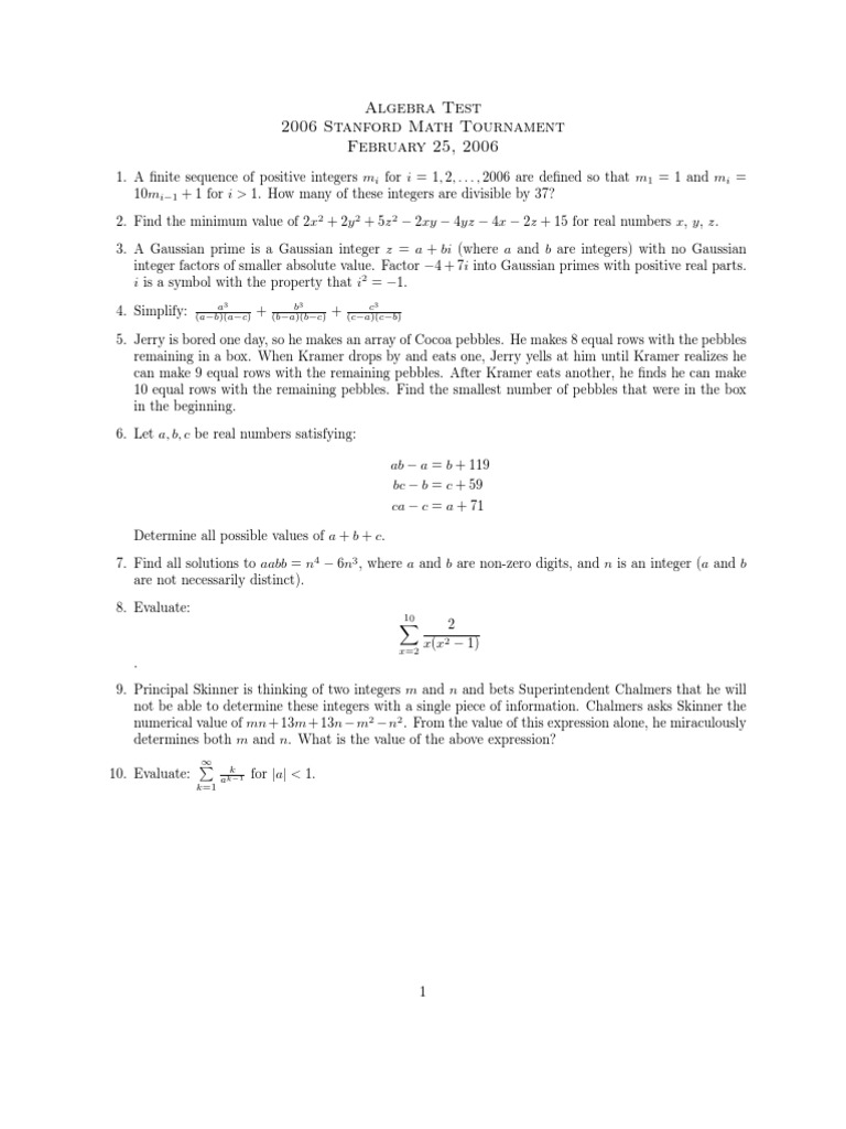 Stanford Math Tournament | PDF | Triangle | Circle